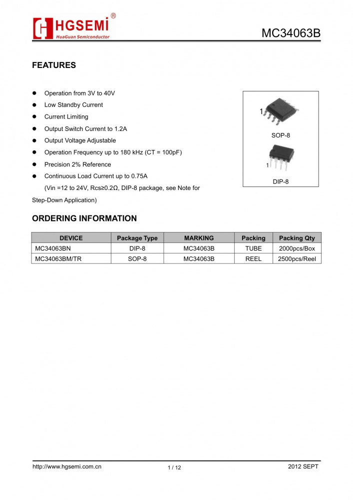 MC34063BM/TR datasheet page 1