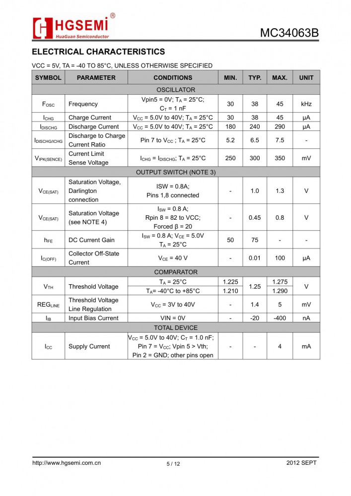 MC34063BM/TR datasheet page 5