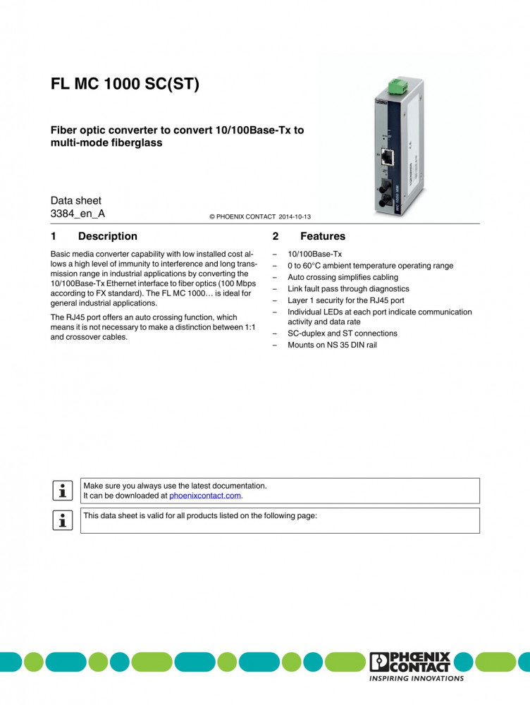 FL MC 1000 ST datasheet page 1