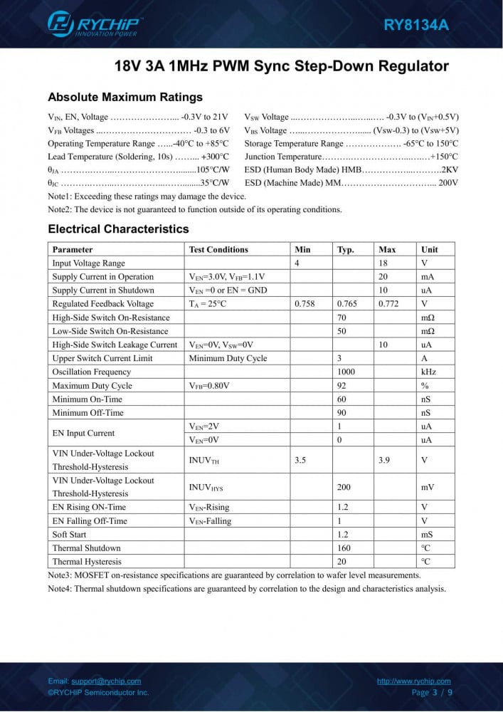 RY8134A datasheet page 3