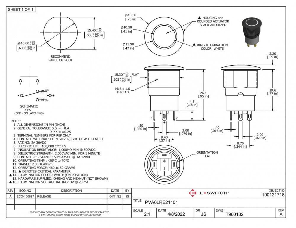 PVA6LRE21101 technical drawing