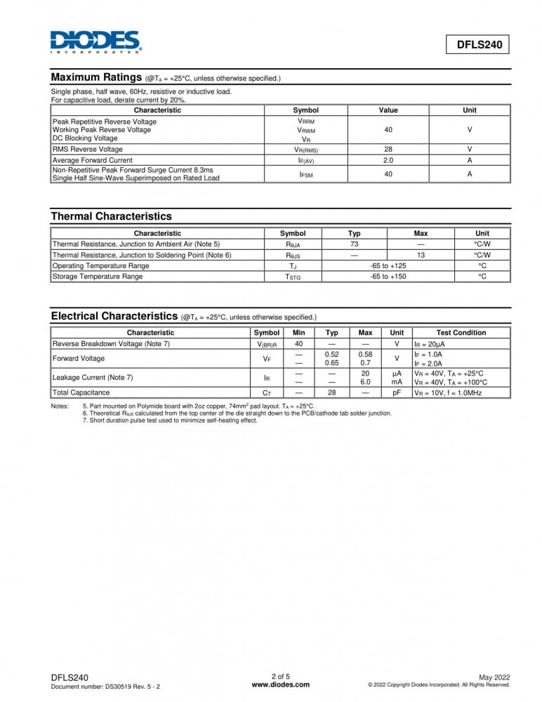 DFLS240-7 datasheet page 2