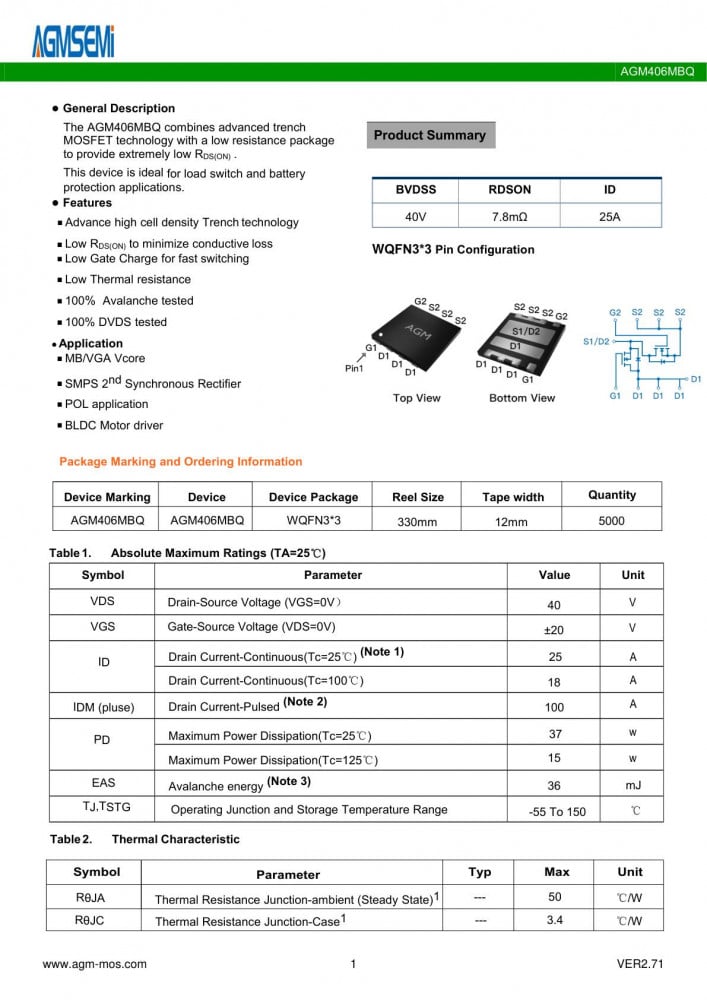 AGM406MBQ datasheet page 1