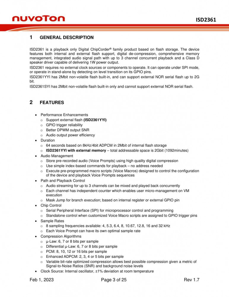 ISD2361 datasheet page 3
