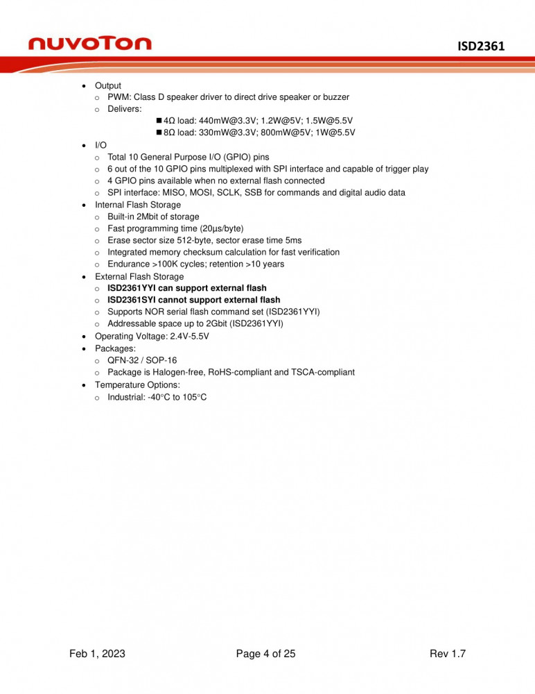ISD2361 datasheet page 4