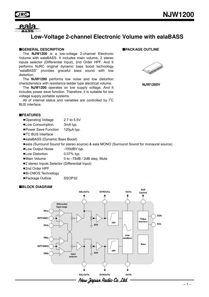 NJW1200 technical document page 1