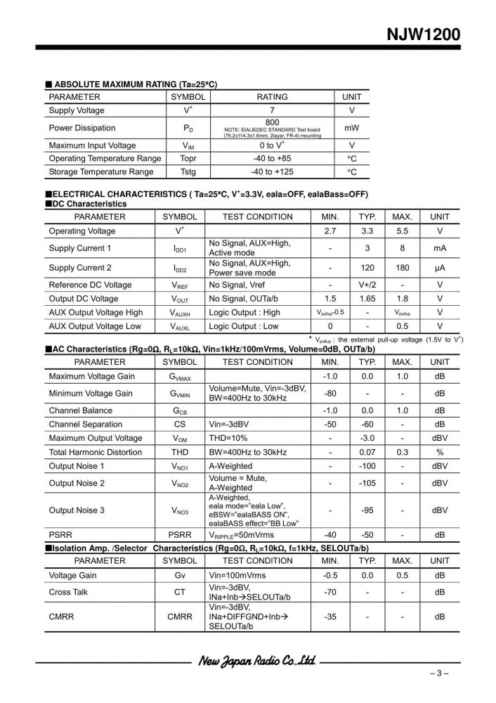 NJW1200 technical document page 3