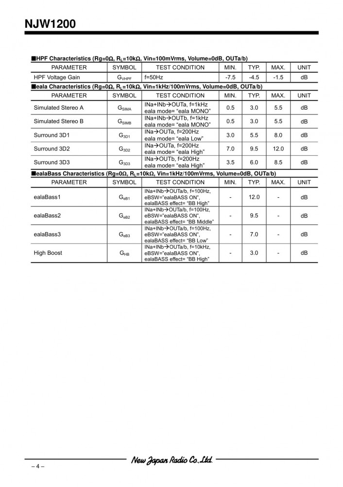 NJW1200 technical document page 4