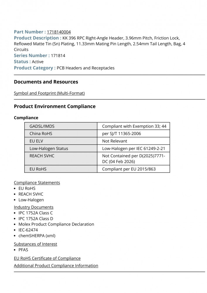 MOLEX 1718140004 technical document image 1