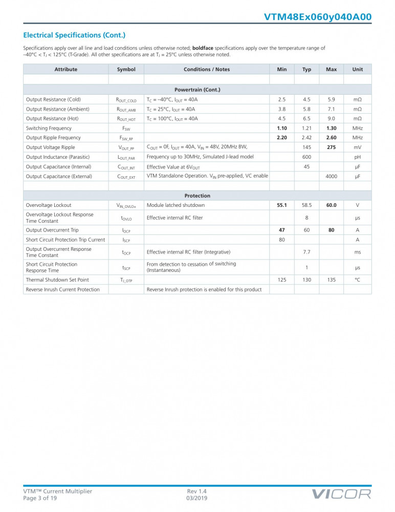 VICOR VTM48EF060T040A00 datasheet page 3
