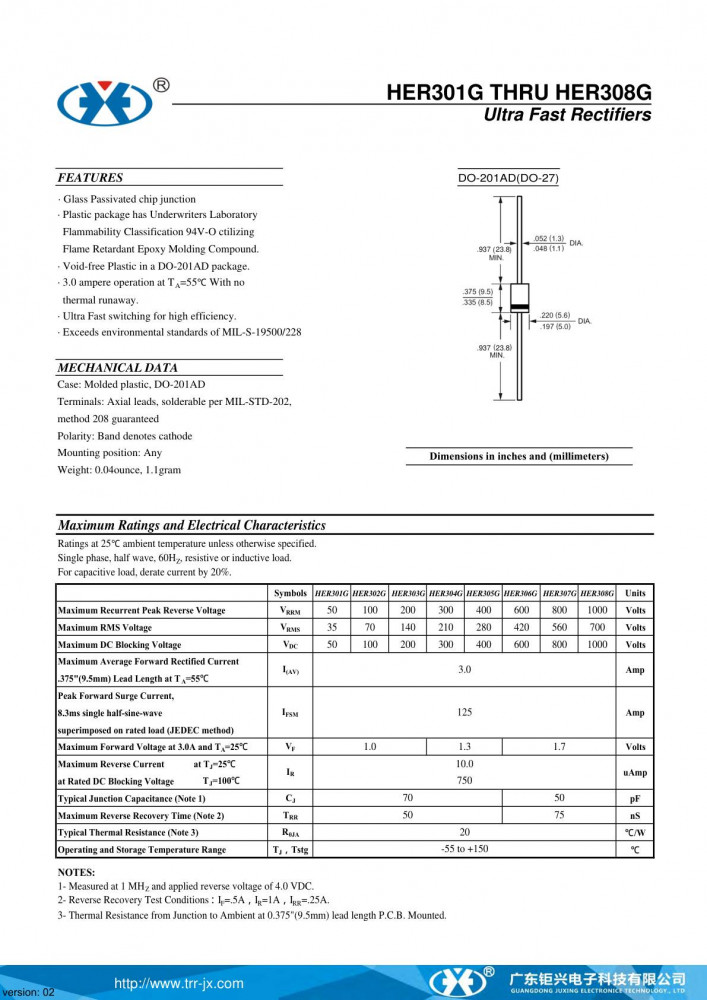 HER308G datasheet page 1