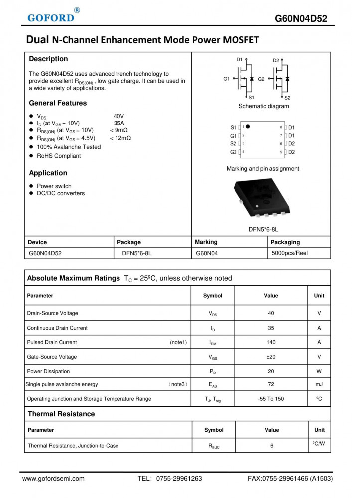 G60N04D52 datasheet page 1