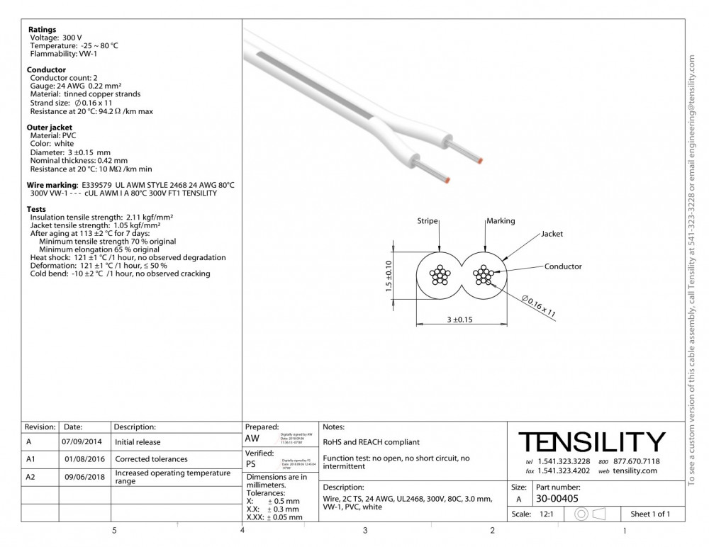 Tensility International 30-00405 product drawing