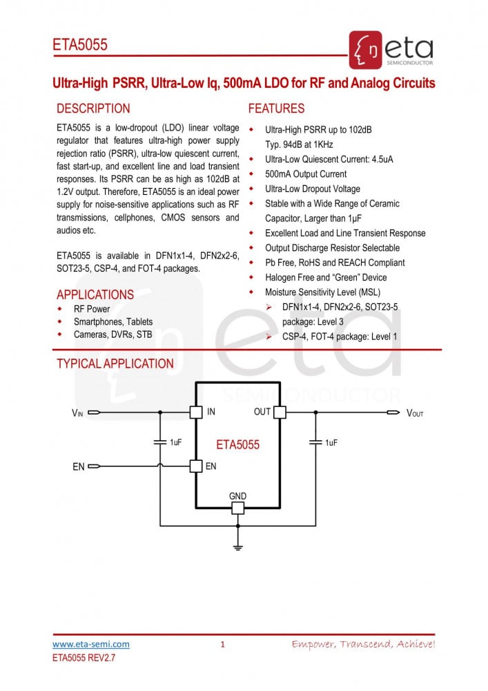 ETA5055 datasheet page 1