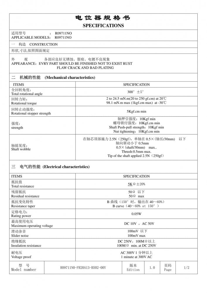 CTR R09711N0 datasheet page 1
