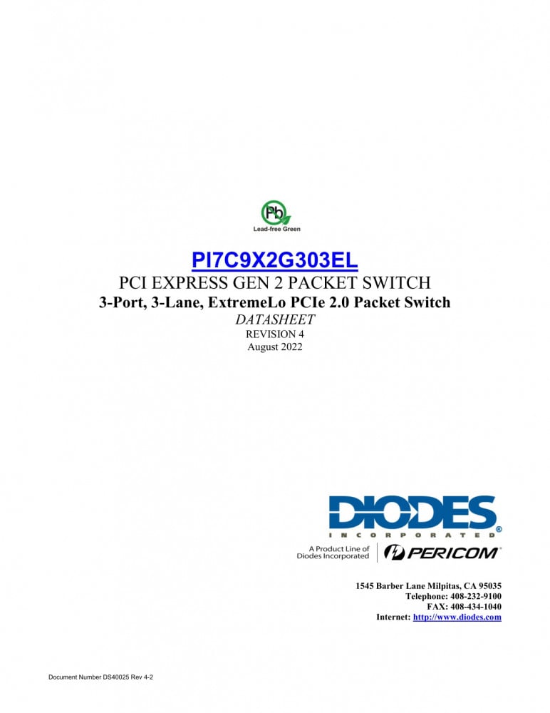 PI7C9X2G303ELBZXE datasheet page 1