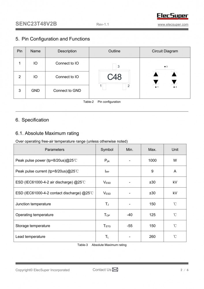 SENC23T48V2B datasheet page 2