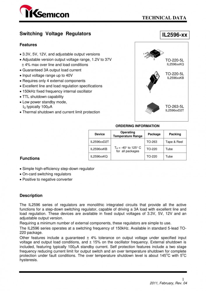 IL2596 datasheet page 1