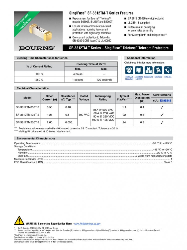 BOURNS SF-3812TM-T datasheet page 1