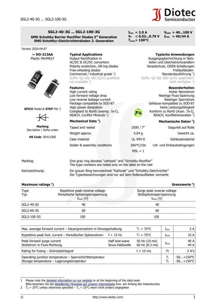 SGL2-60-3G technical document page 1