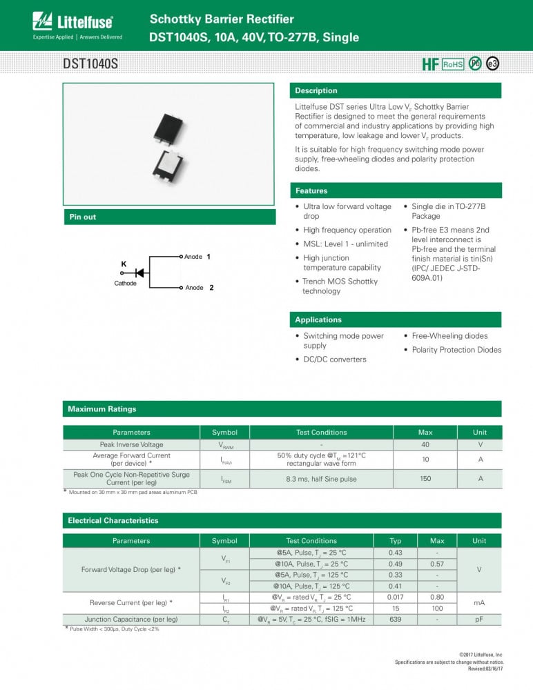 DST1040S datasheet page 1