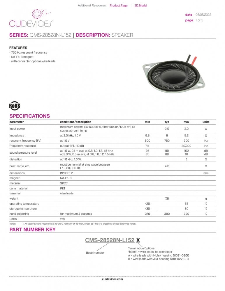 CMS-28528N-L152 datasheet page 1