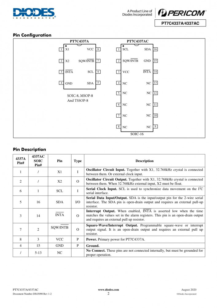 PT7C4337A datasheet page 2