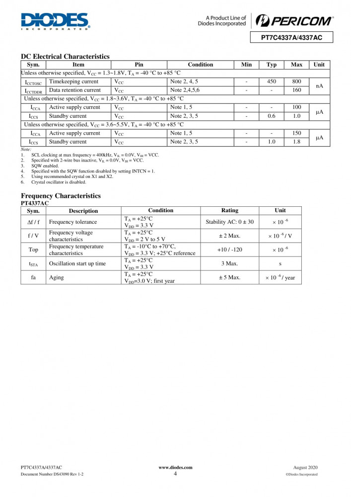 PT7C4337A datasheet page 4