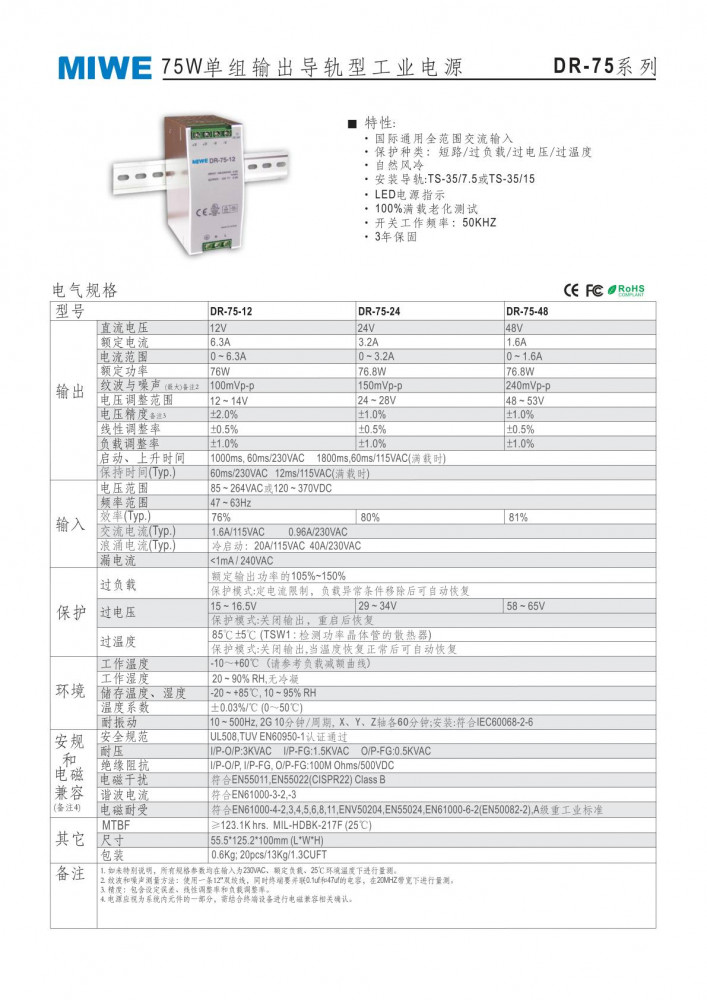MIWE DR-75-12 technical datasheet page 1