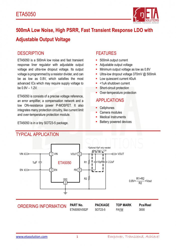 ETA5050V0S2F datasheet page 1