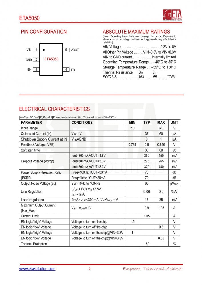 ETA5050V0S2F datasheet page 2