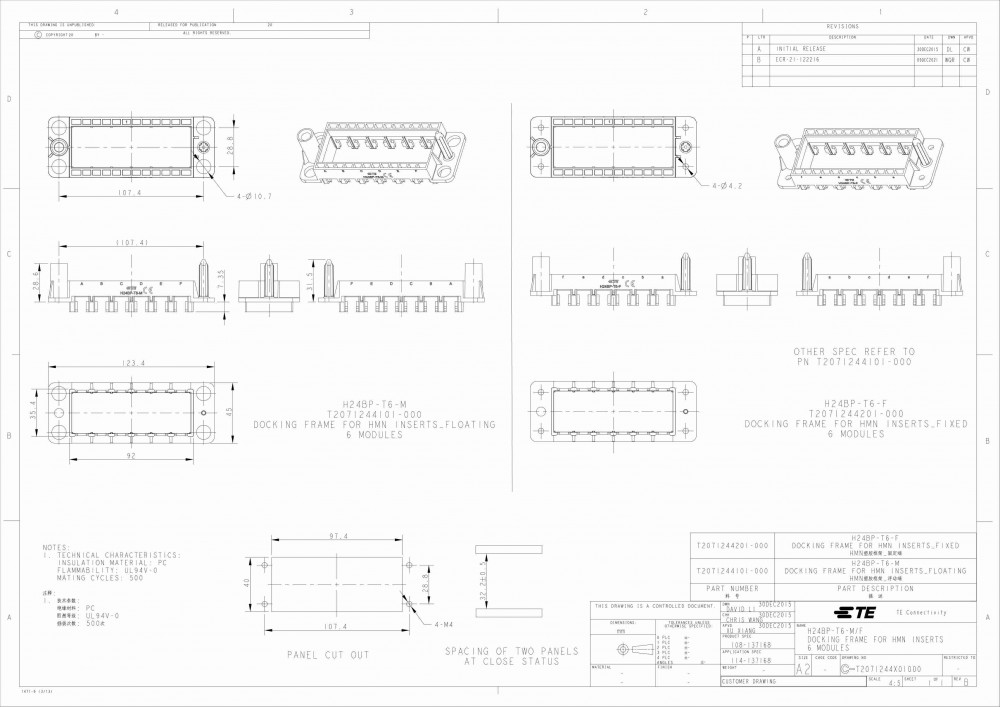TE Connectivity T2071244101-000 technical drawing preview
