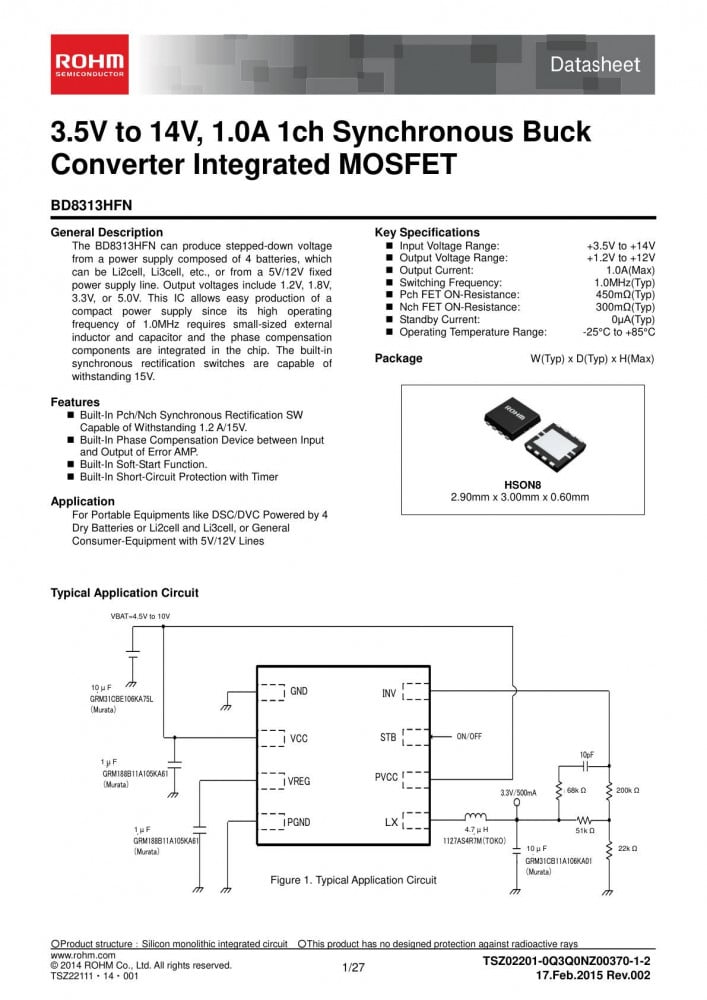 BD8313HFN-TR datasheet page 1