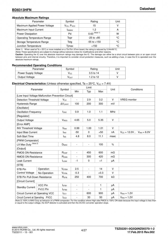 BD8313HFN-TR datasheet page 4