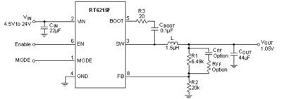 RT2101A - 2.95V to 6V Input, 3A Output, 2MHz, Synchronous Step-Down Converter