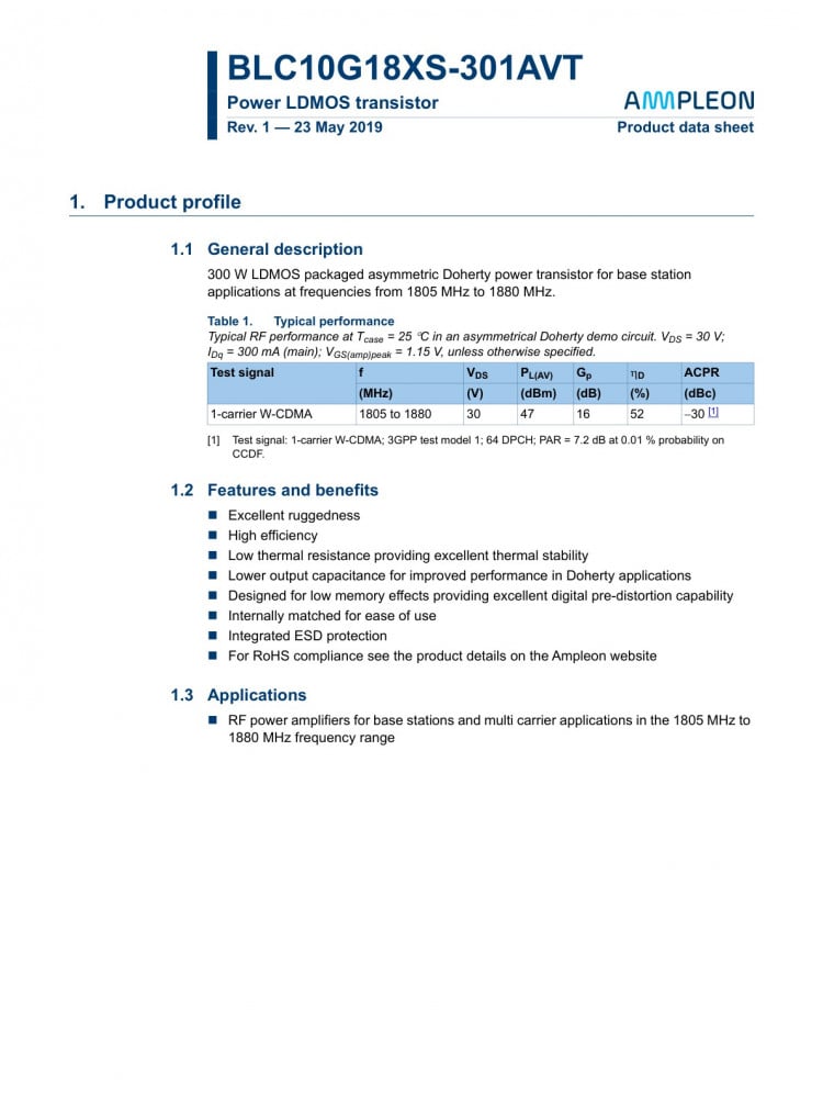BLC10G18XS-301AVTYZ datasheet page 1