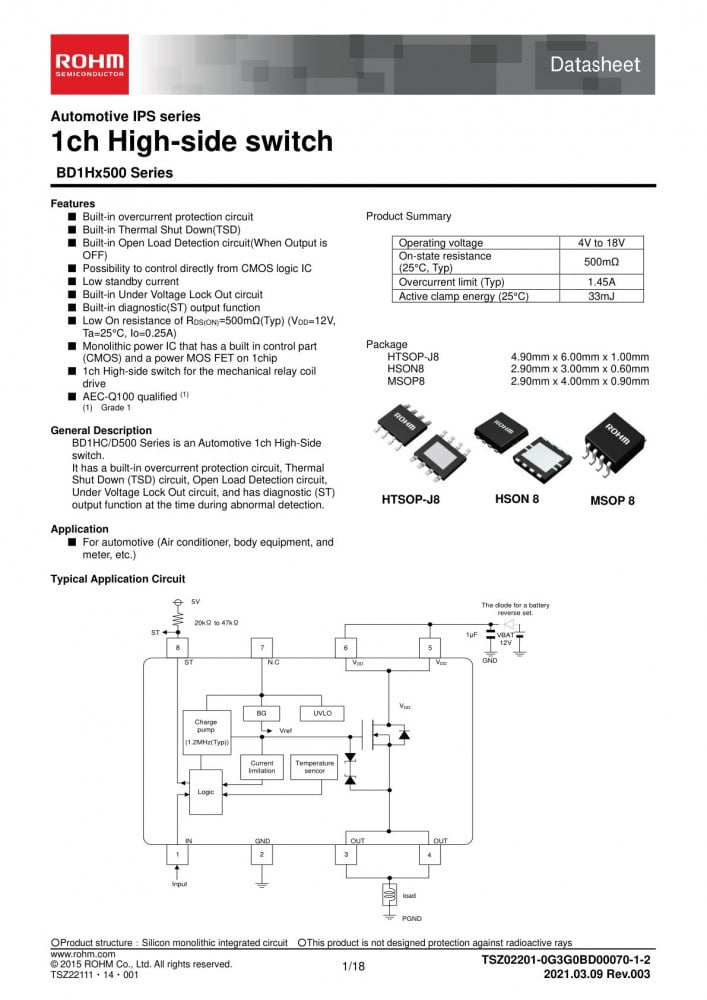 BD1HC500FVM-CTR datasheet page 1