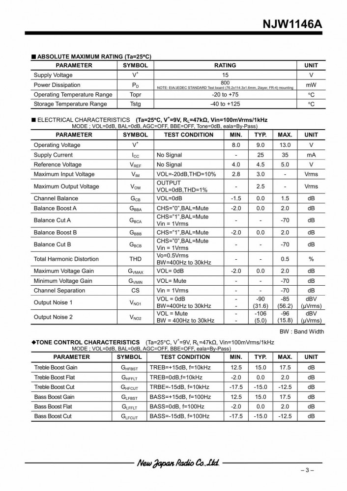NJW1146A datasheet page 3