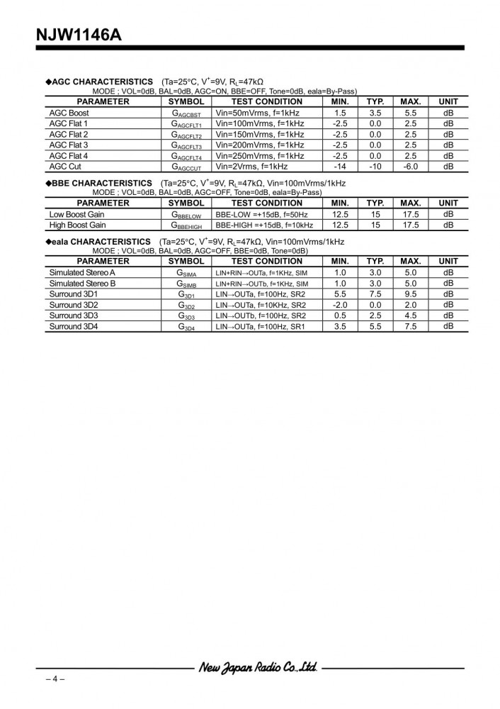 NJW1146A datasheet page 4