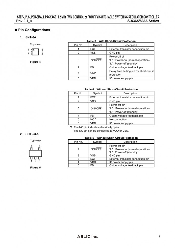 ABLIC S-8365/8366 datasheet page 7