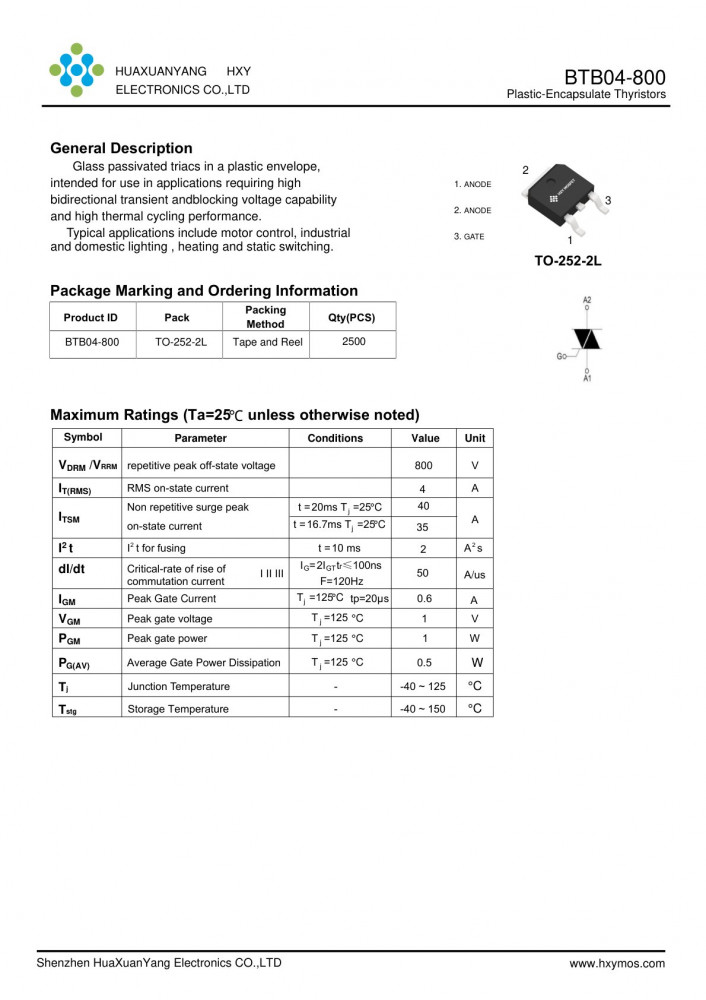 BTB04-800 datasheet page 1