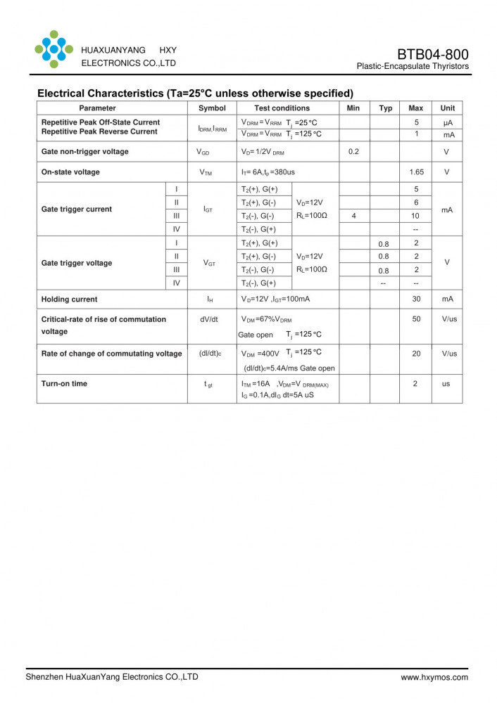 BTB04-800 datasheet page 2