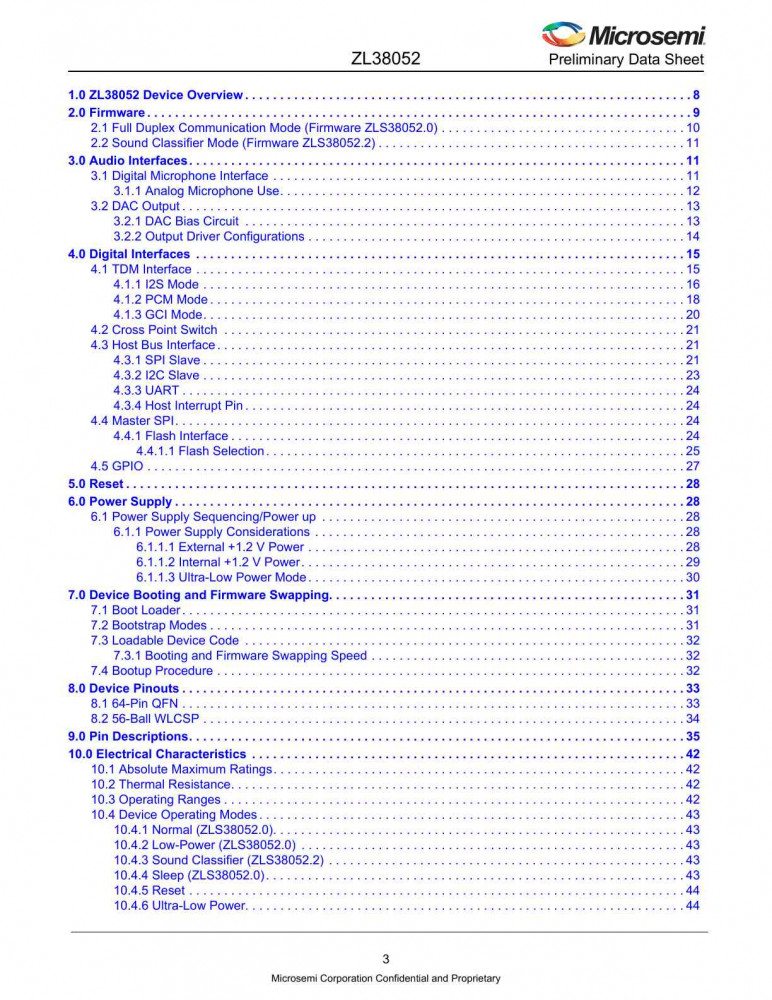 ZL38052 datasheet page 3