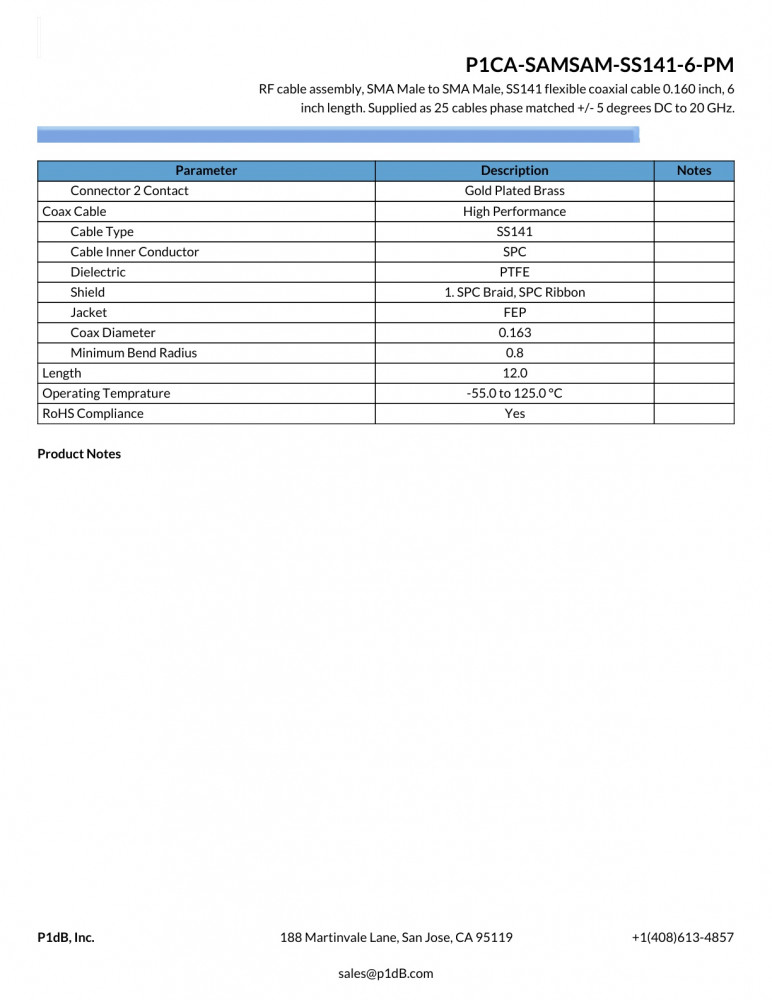 P1CA-SAMSAM-SS141-6-PM technical document page 2