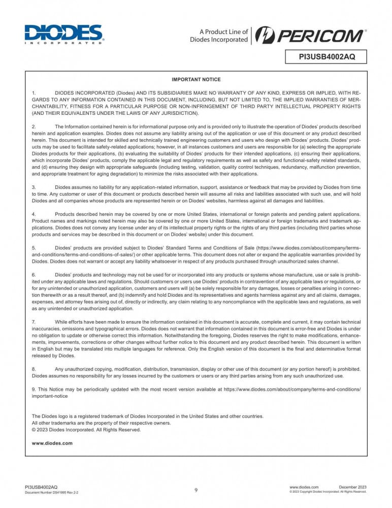 PI3USB4002AQ1ZUAEX datasheet page 9
