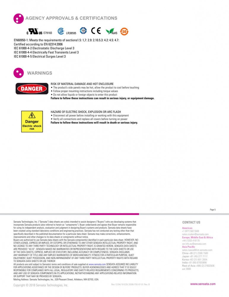 Sensata 84140013 datasheet page 5