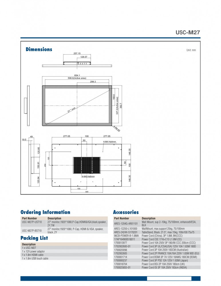 USC-M27 product documentation page 2