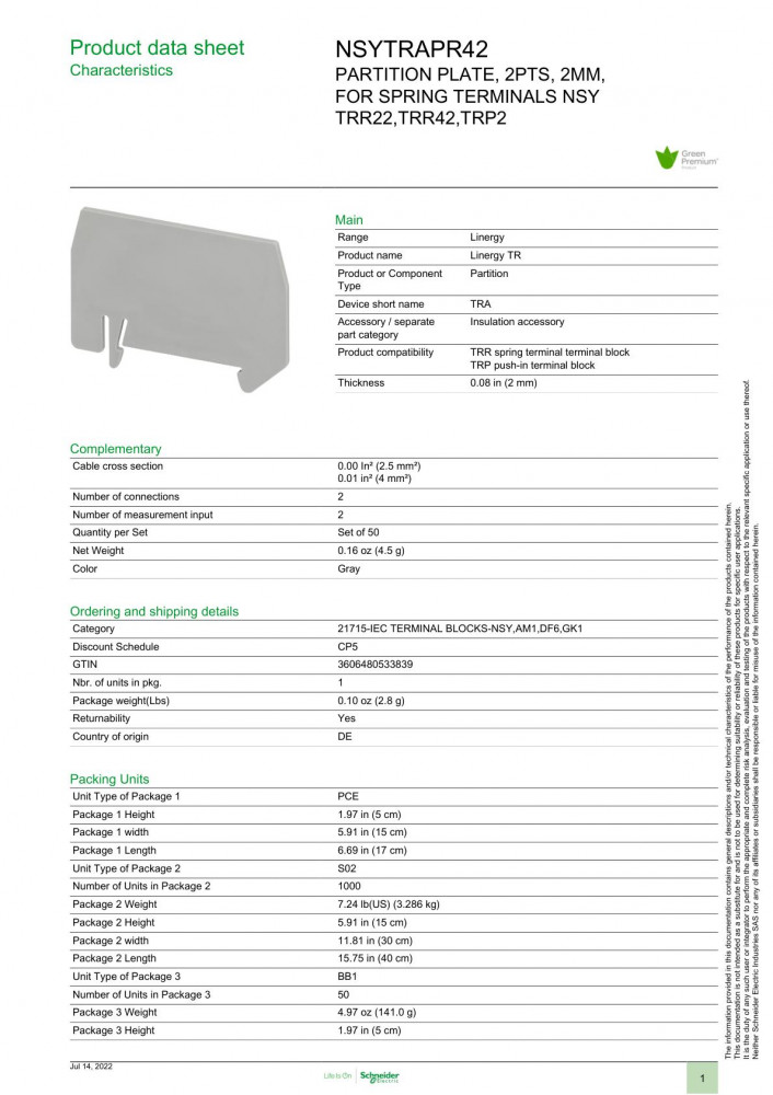NSYTRAPR42 technical document page 1