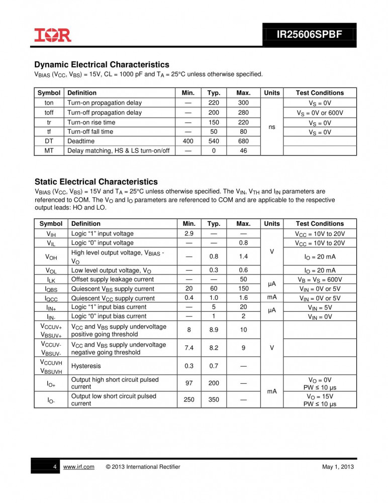 IR25606STRPBF datasheet page 4