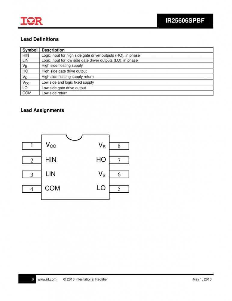 IR25606STRPBF datasheet page 6